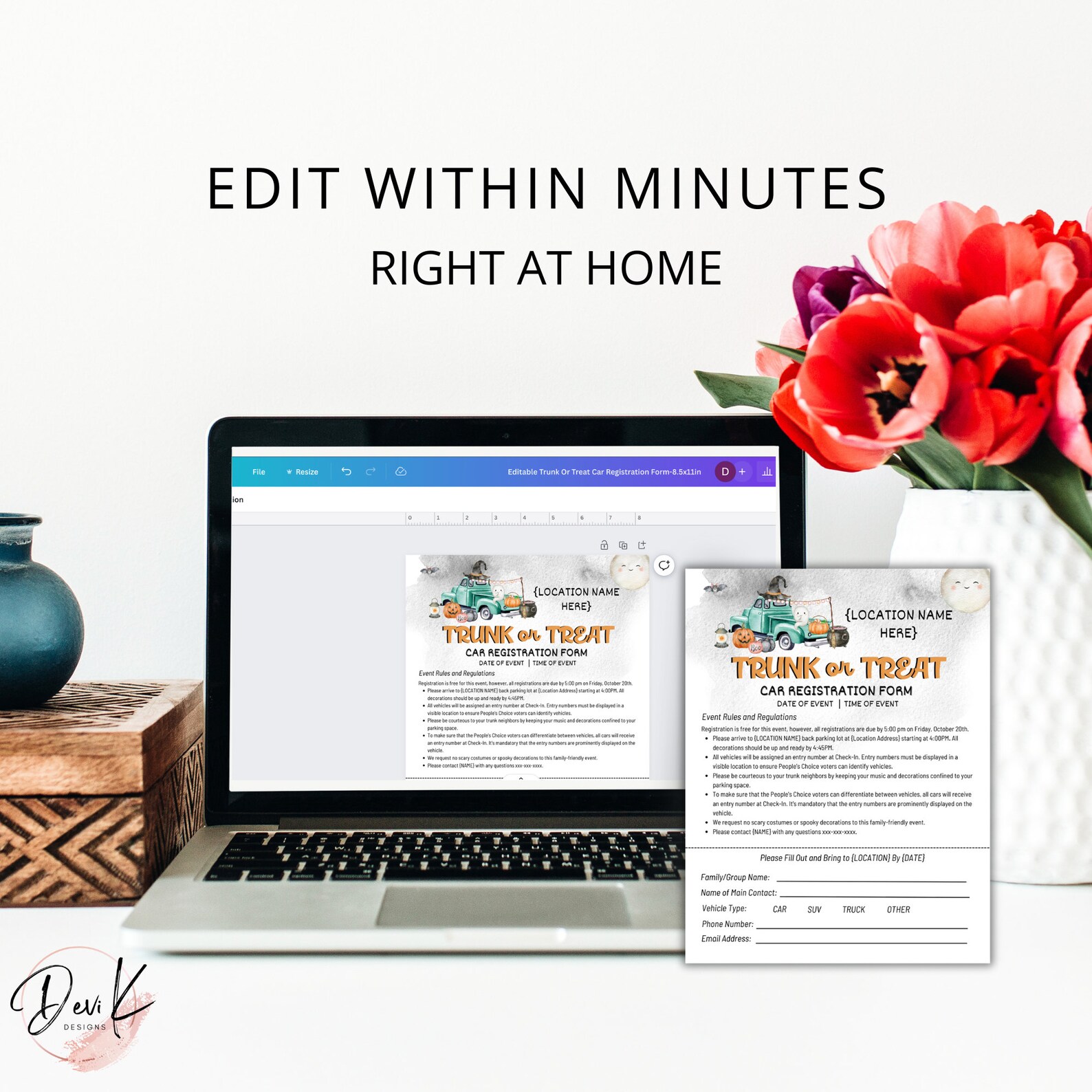 Editable Trunk or Treat Car Registration Form Template, Printable Flyer ...
