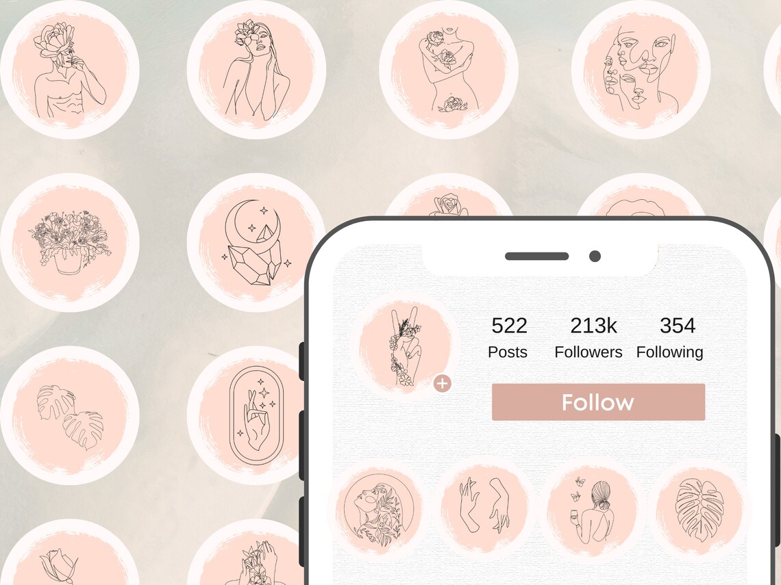 60 Abstract Line Art Instagram Highlight Covers Minimalistic - Etsy