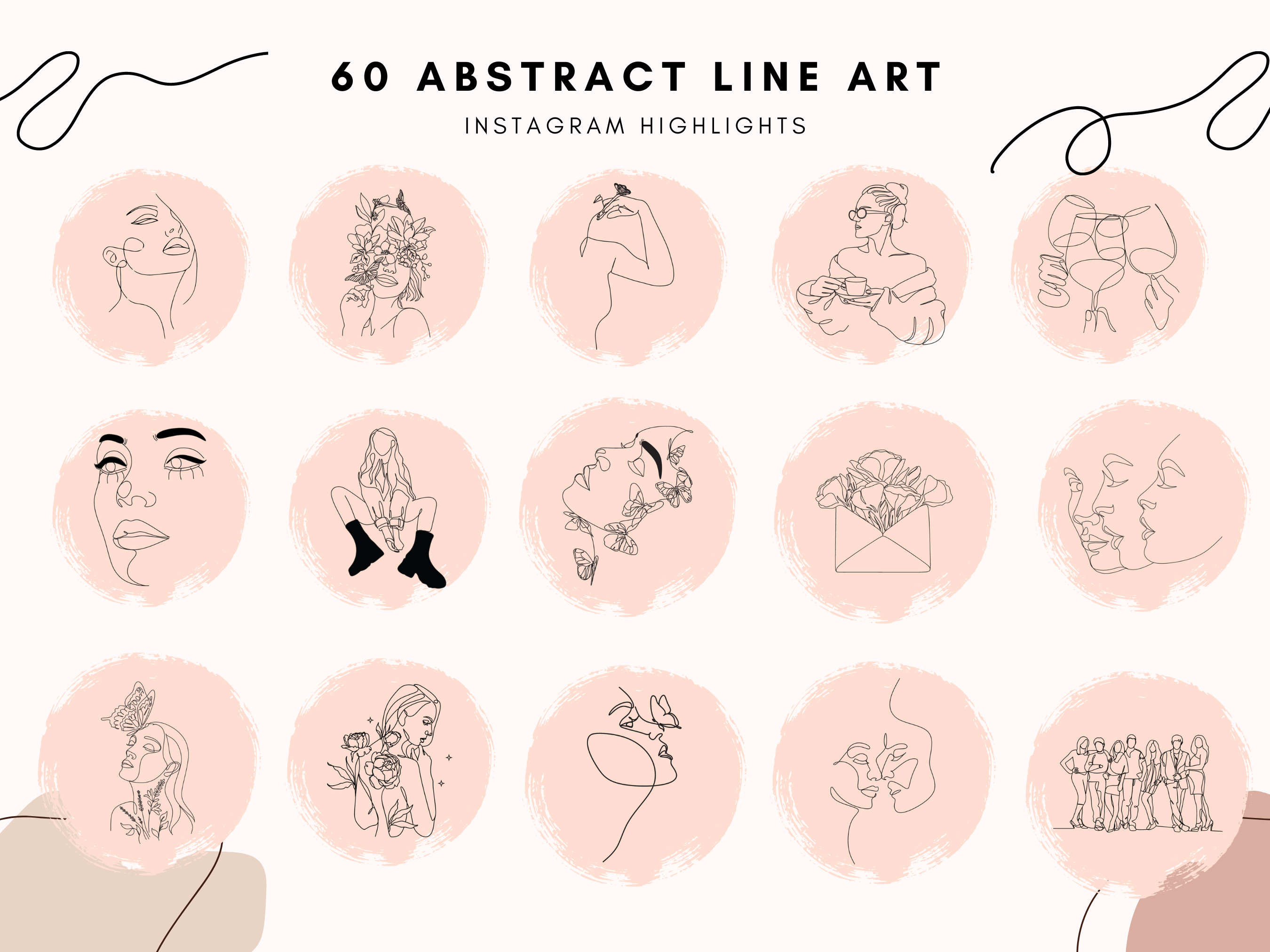 60 Abstract Line Art Instagram Highlight Covers (digital Download) - Etsy