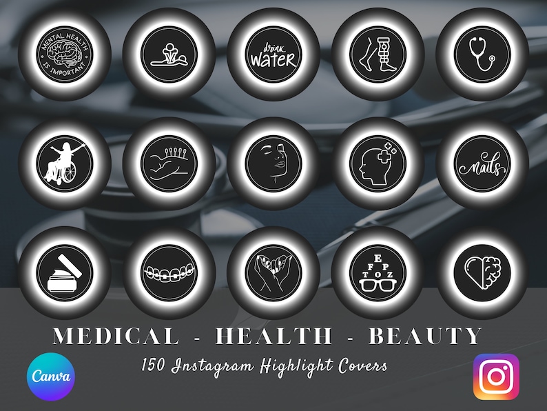 150 Medical Health & Beauty Instagram Highlight Covers (digital ...