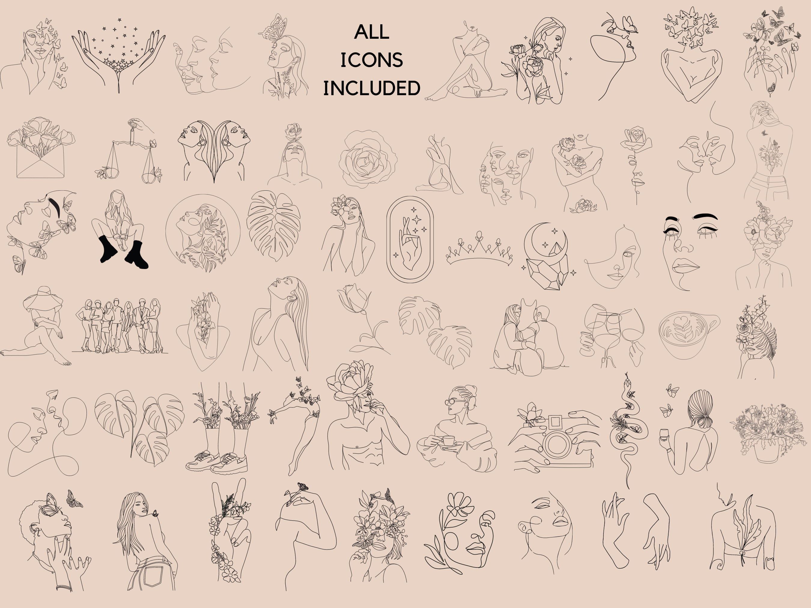 60 Abstract Line Art Instagram Highlight Covers (digital Download) - Etsy