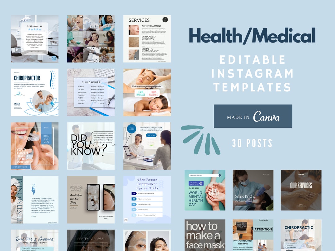 30 Canva Medical Instagram Post Templates: Health & Wellness (digital ...