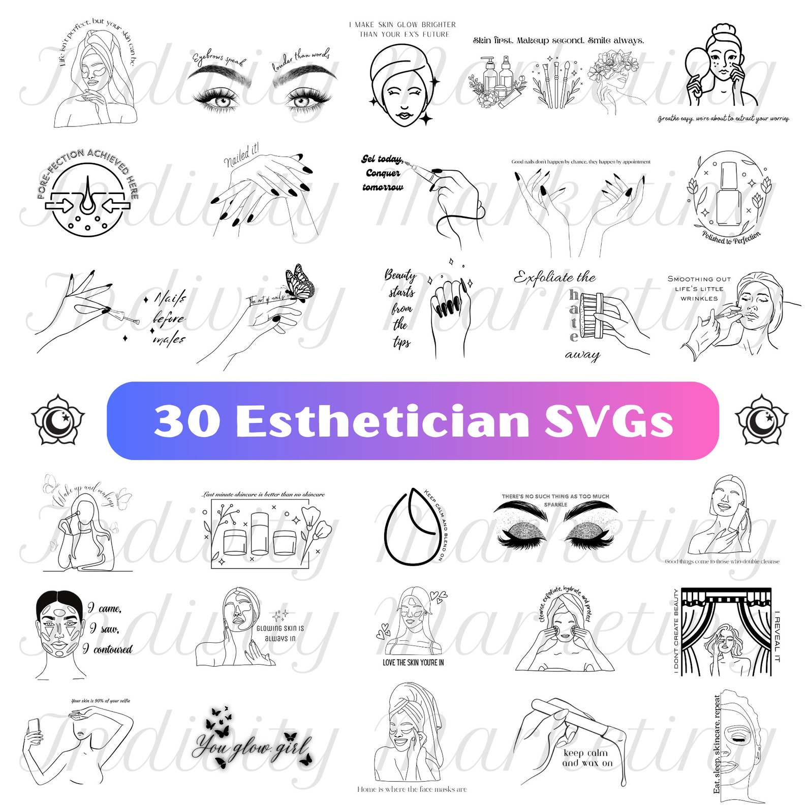 Esthetician SVG Bundle: Nail, Skincare, Spa Designs (digital Download ...