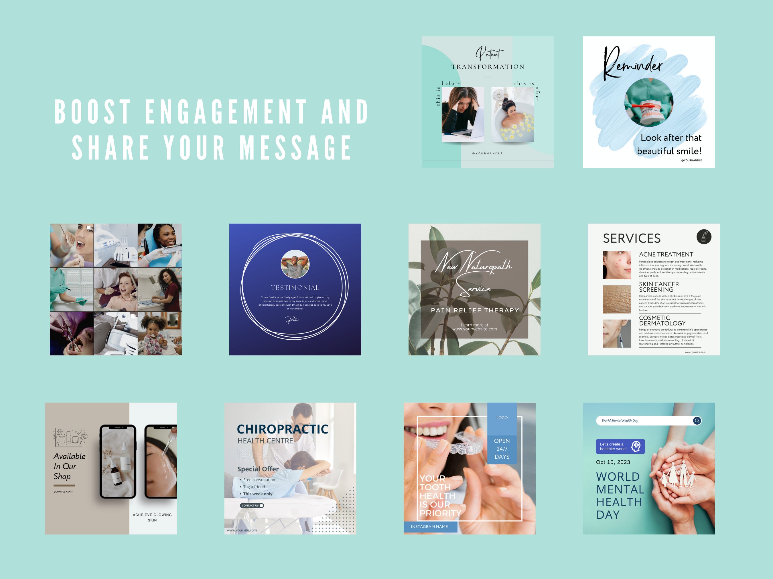 30 Canva Medical Instagram Post Templates: Health & Wellness (digital ...