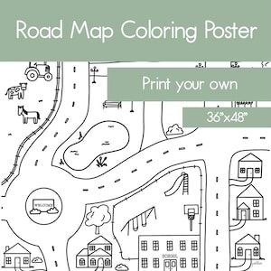 Road Map Coloring Poster | Print Your Own - Etsy