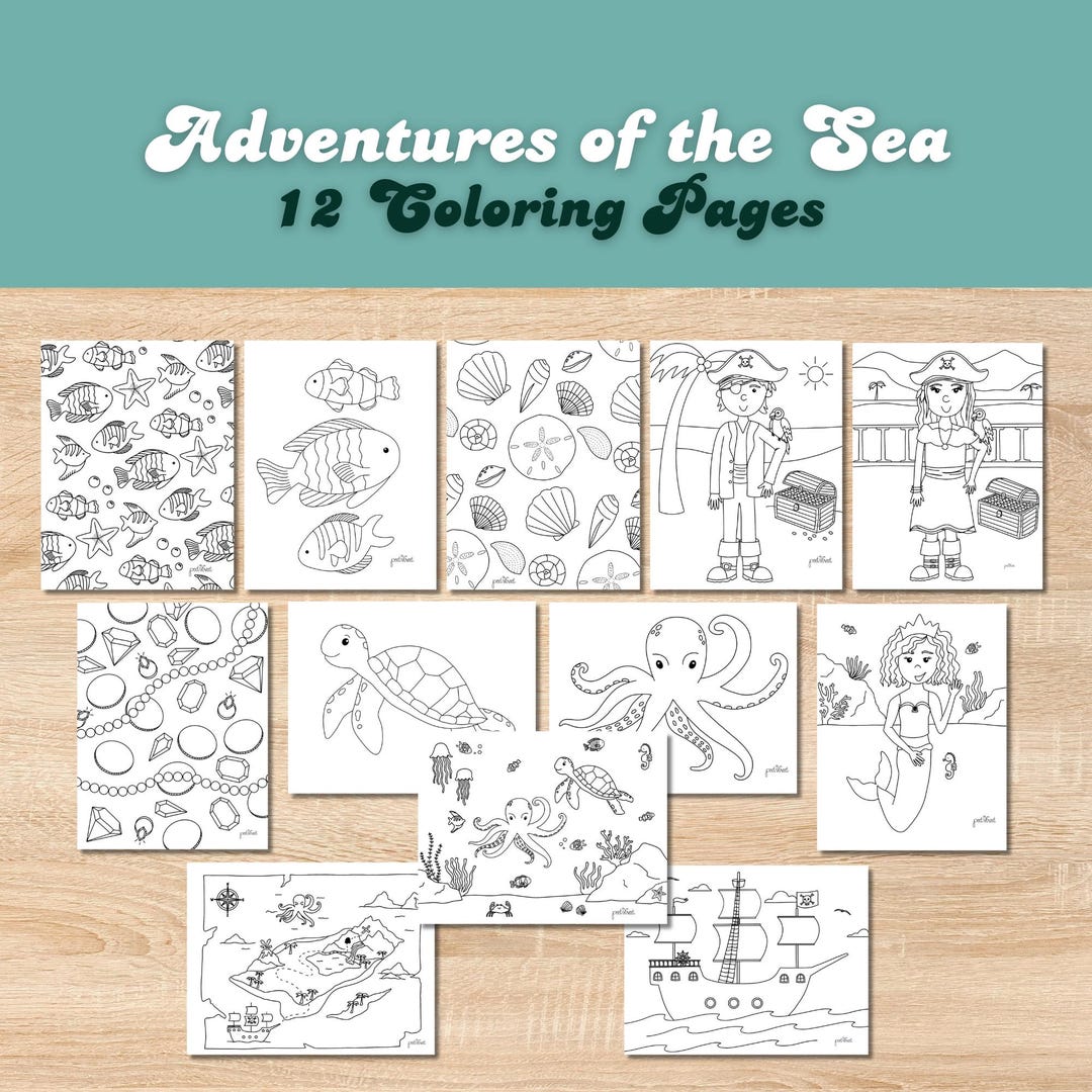 Adventures of the Sea Coloring Pages Sea Creatures Pirates Mermaid ...