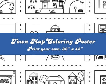 Road Map Coloring Poster | Print Your Own - Etsy