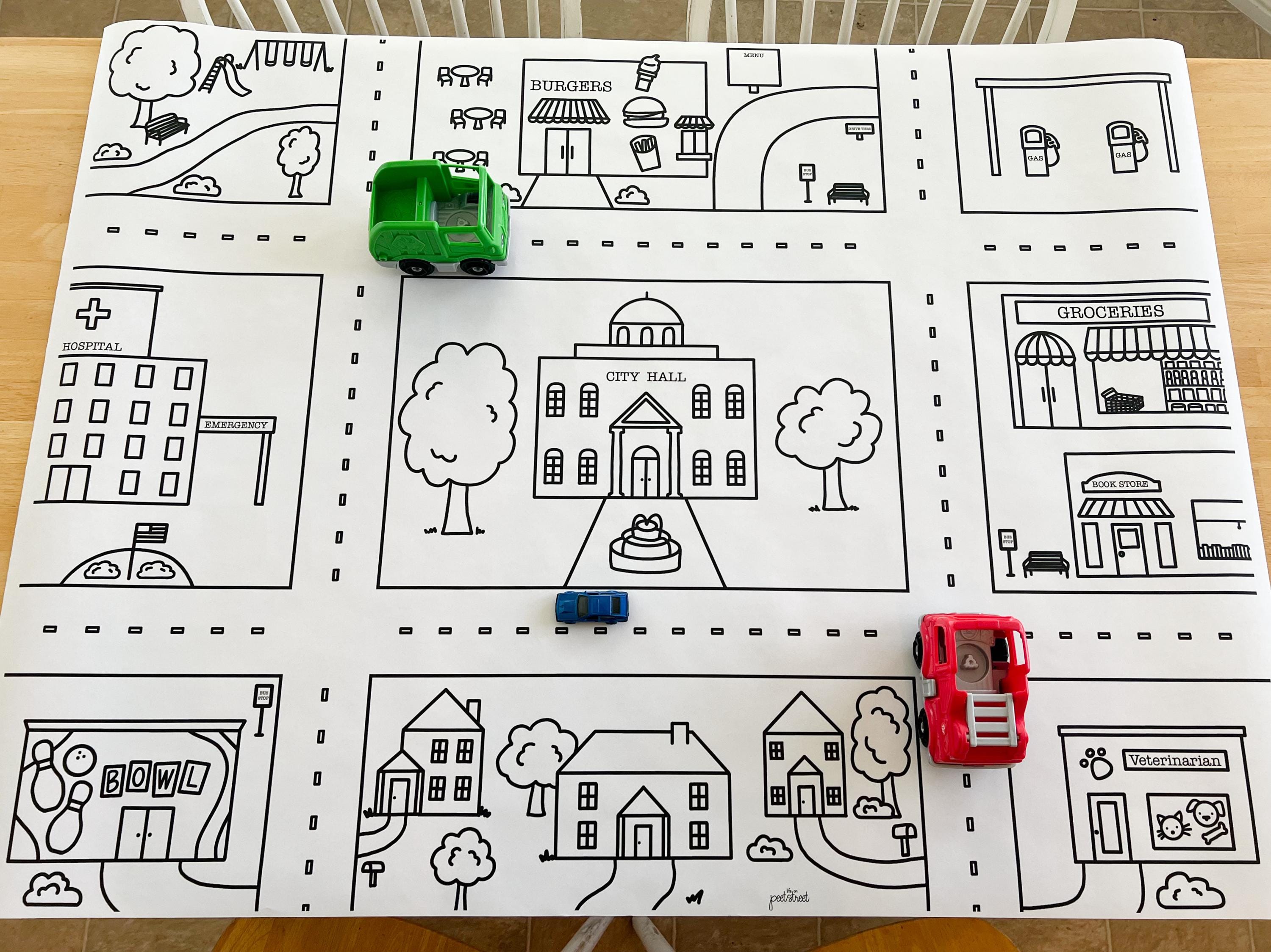 Town Map Coloring Poster | Print Your Own - Etsy