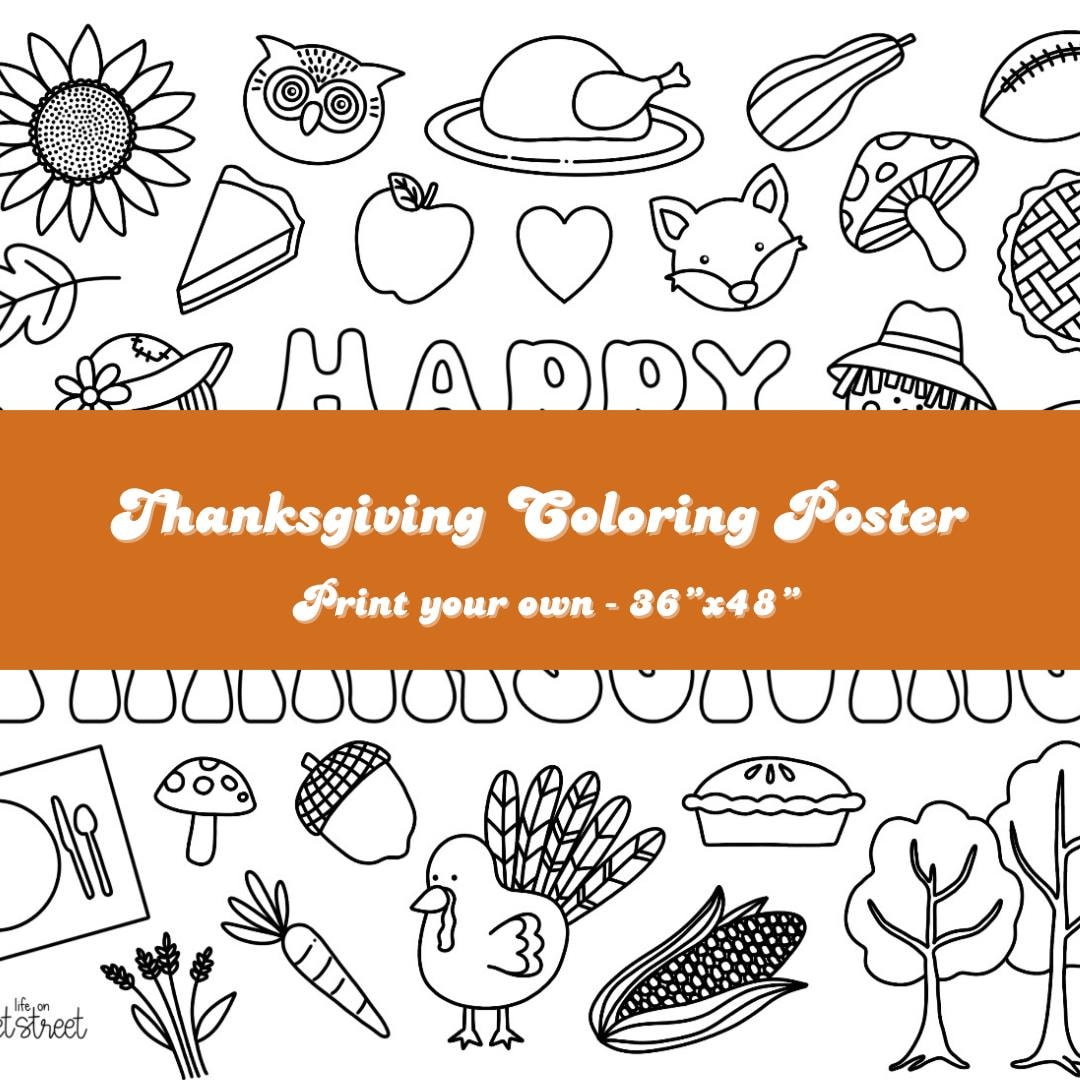 Thanksgiving Coloring Poster | Print Your Own - Etsy