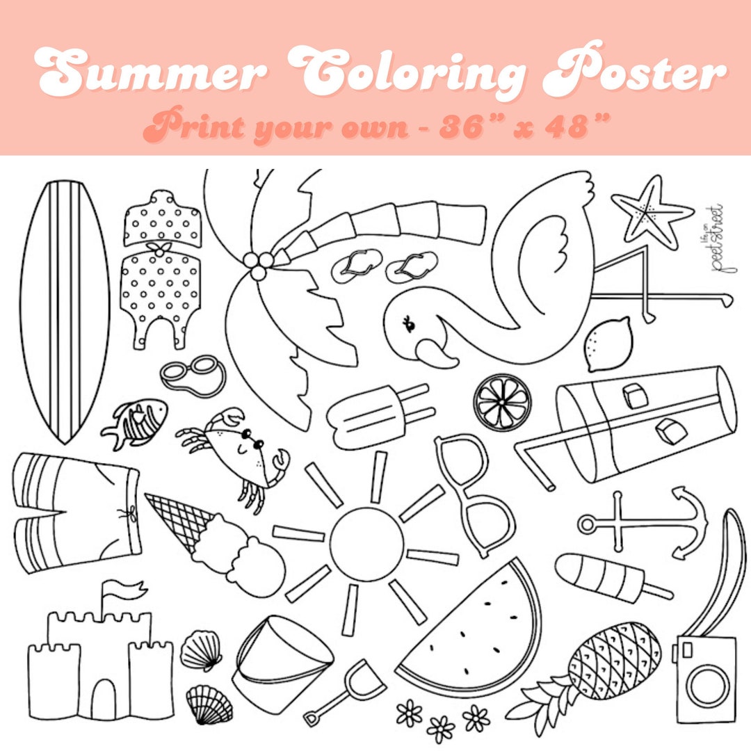 Summer Coloring Poster | Print Your Own - Etsy