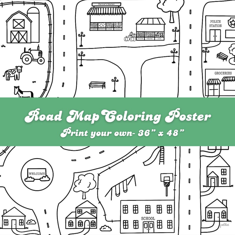 Color in Map Road - Etsy UK