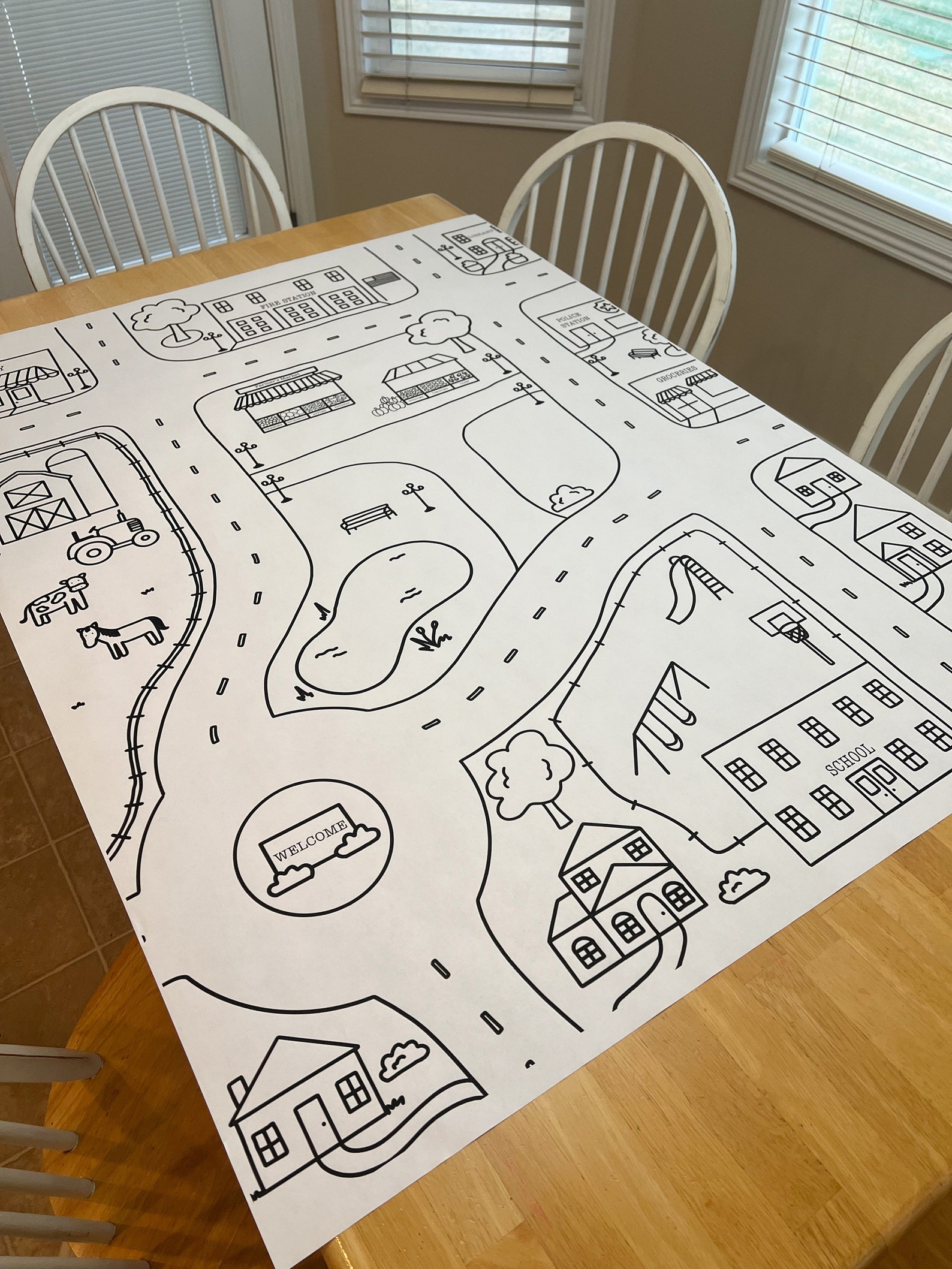 Road Map Coloring Poster | Print Your Own - Etsy