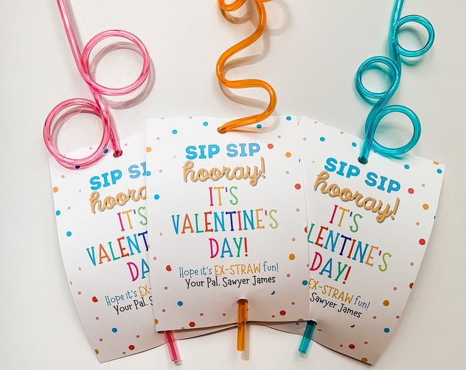 Printable Valentine's, Crazy Straw Valentine, Printable Tags for ...