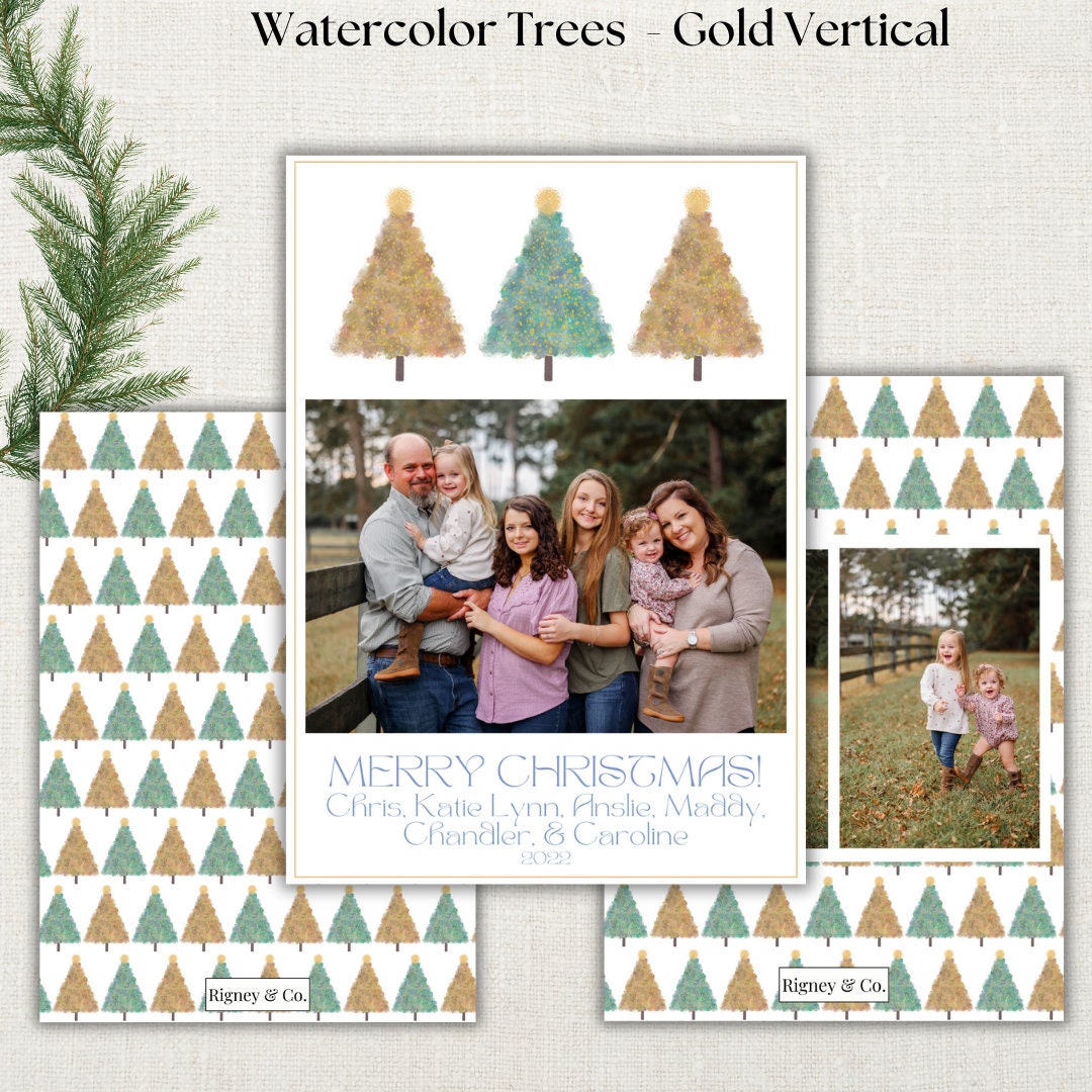 Watercolor Christmas Tree Card Christmas Tree Card Custom - Etsy