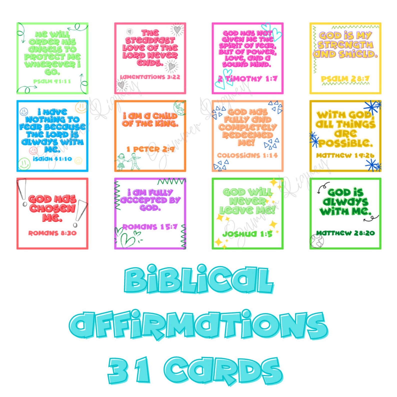 Children Affirmation Cards Bible Verse Cards DIGITAL Bible - Etsy