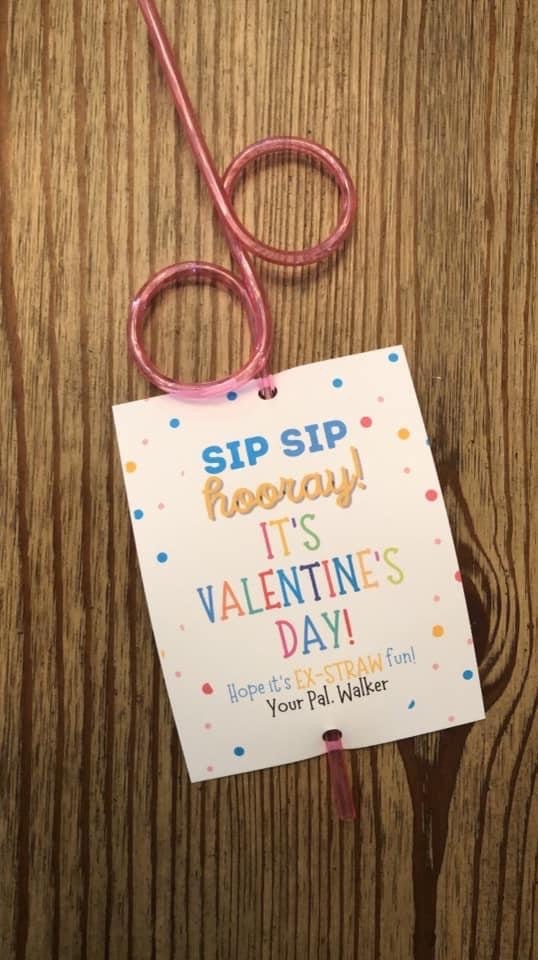 Printable Valentine's, Crazy Straw Valentine, Printable Tags for ...