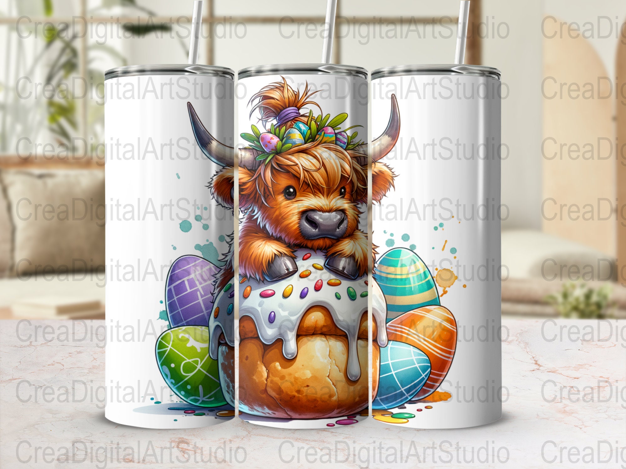 Easter Highland Cow PNG, Messi Bun Baby Calf Easter Egg Sublimation ...