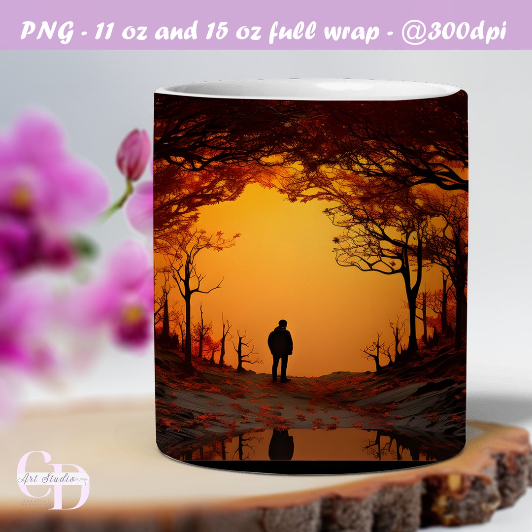3D Mug Wrap Shadow Box Art Design Landscape 11 Oz Coffee Cup - Etsy