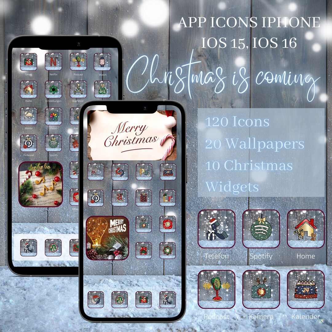 Christmas App Icons | Holiday App Icons Icons iPhone Icons | iPhone 15 ...