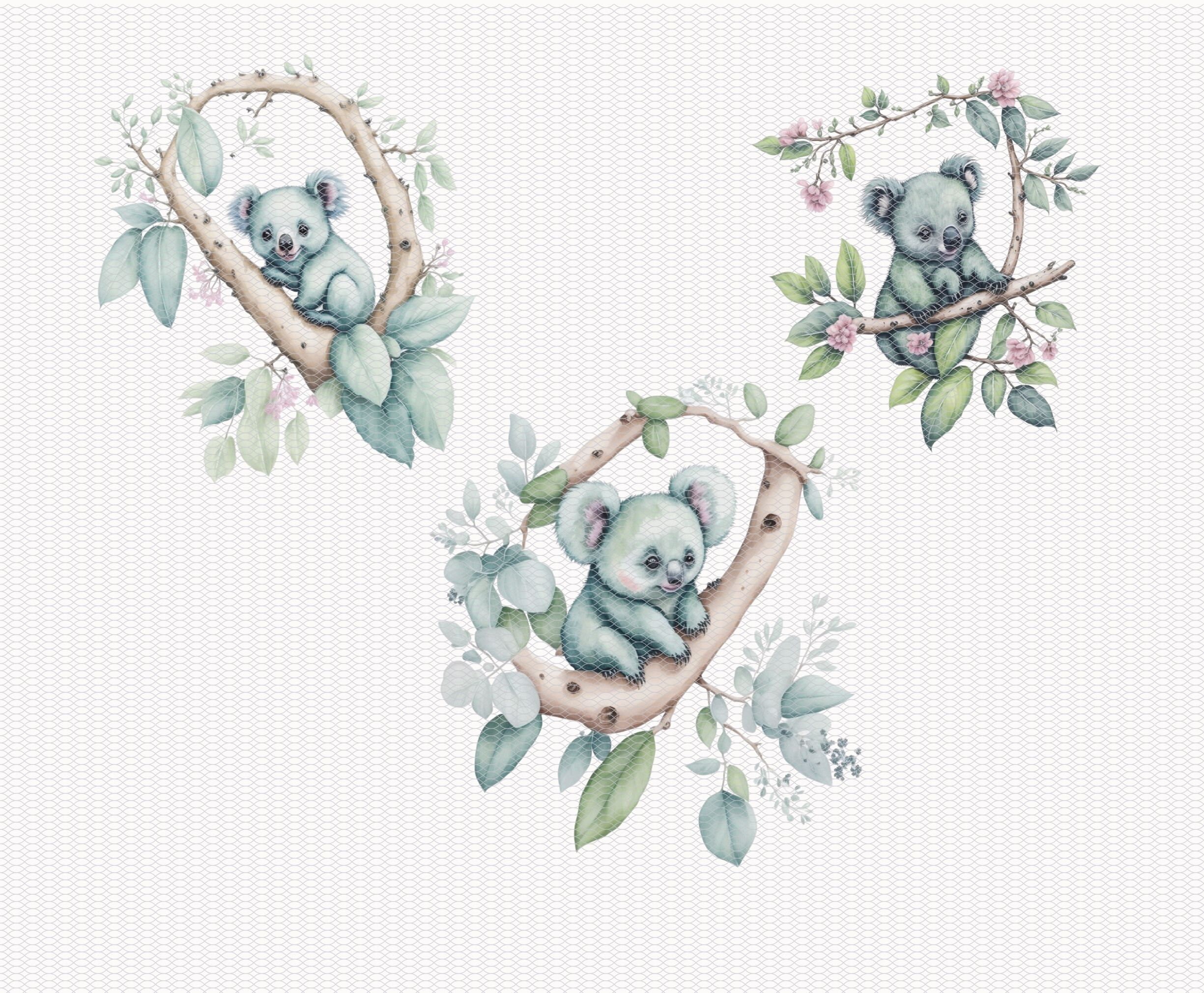 Clipart Koala, Watercolor PNG, Nursery Wall Art, Cute Koala Clipart Set ...