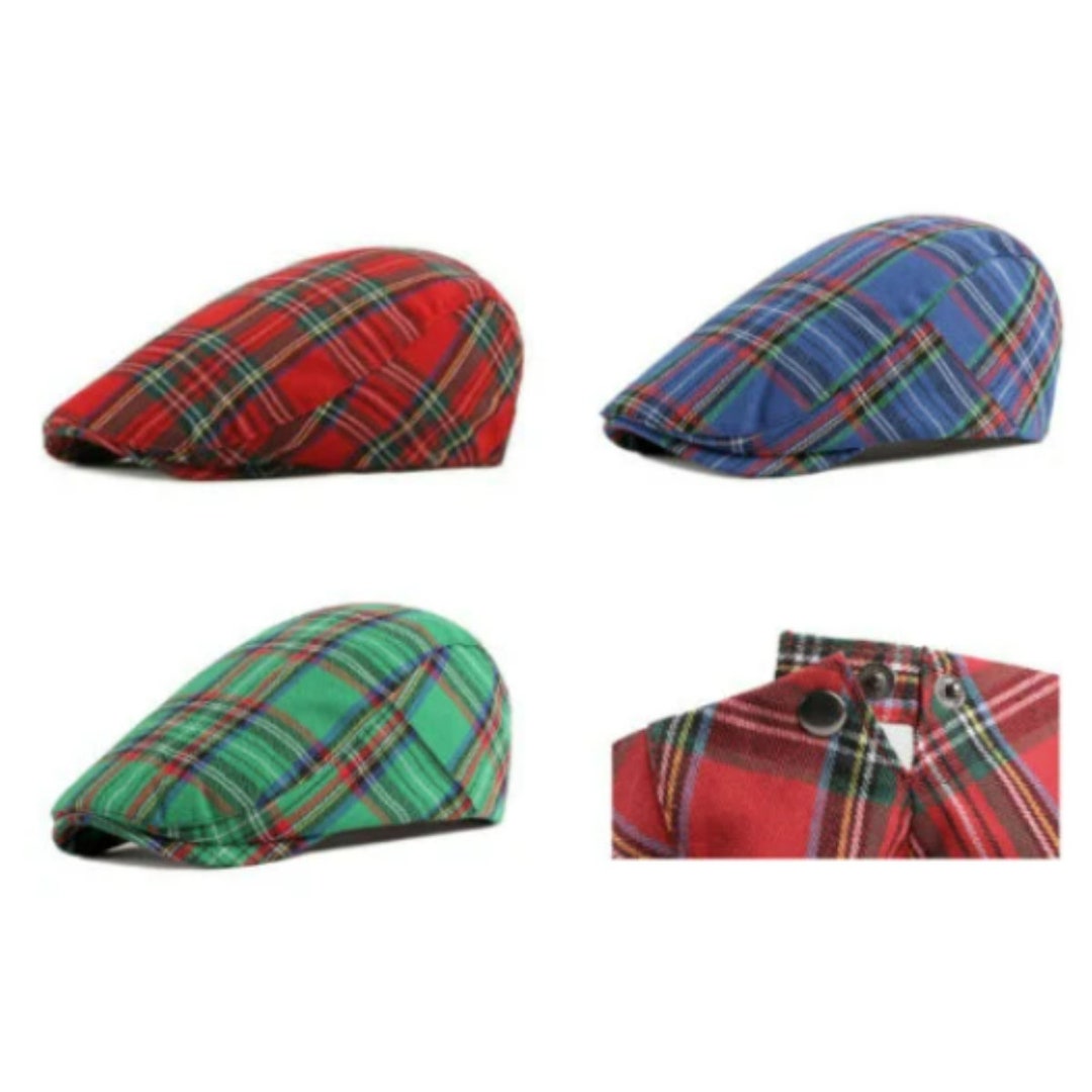 Adult Boys Girls Scottish Tartan Flat Caps Adjutable 4 - Etsy UK