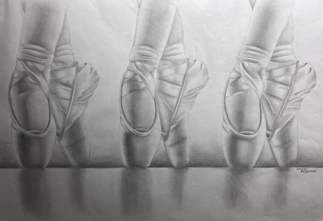 Ballet Slippers Graphite Drawing Print - Etsy