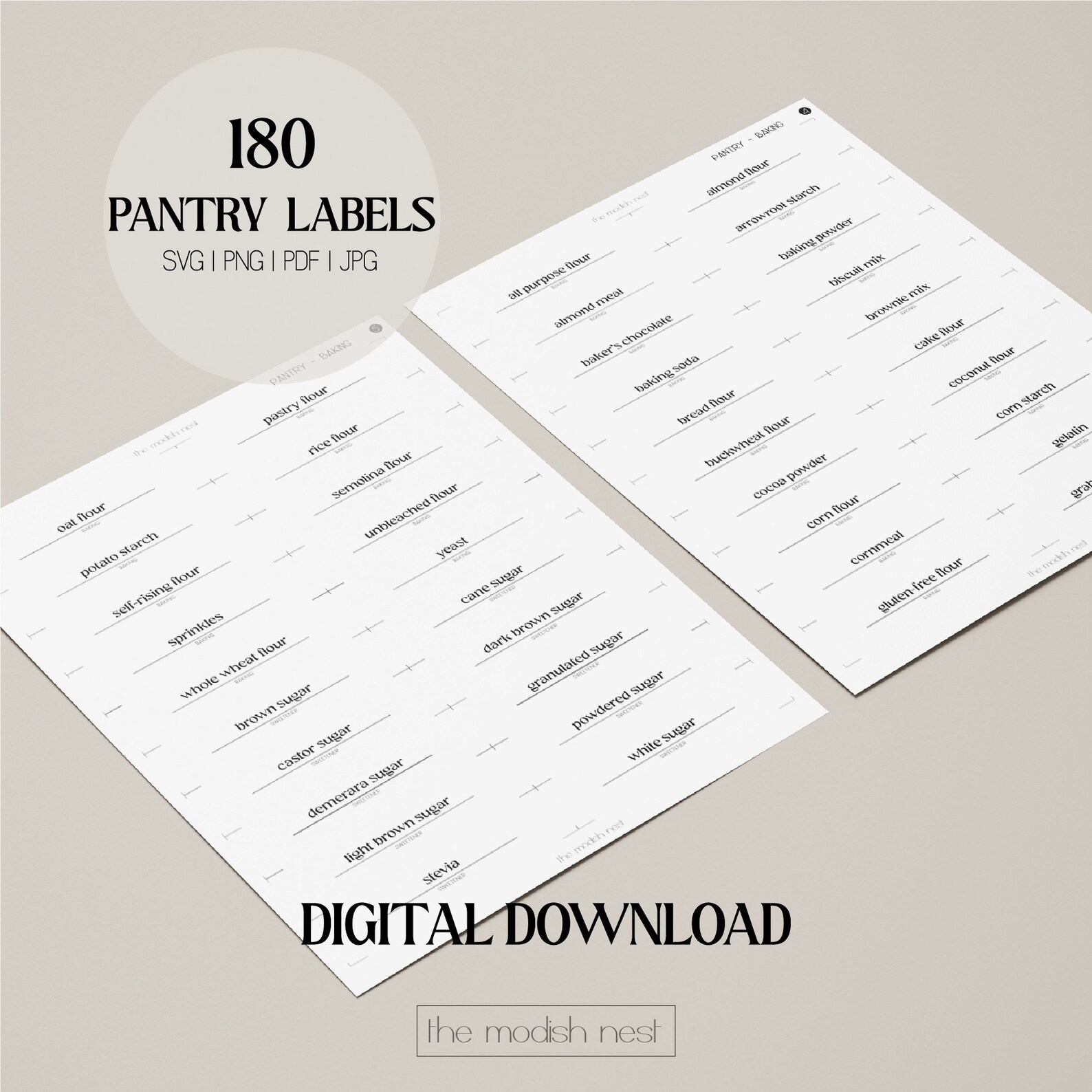Complete Pantry Kitchen Labels Set of 180 Labels | Organizing Labels ...