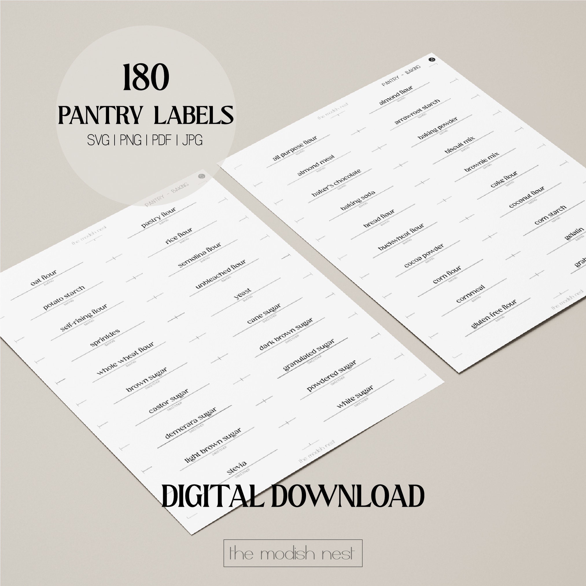 Complete Pantry Kitchen Labels Set of 180 Labels | Organizing Labels ...