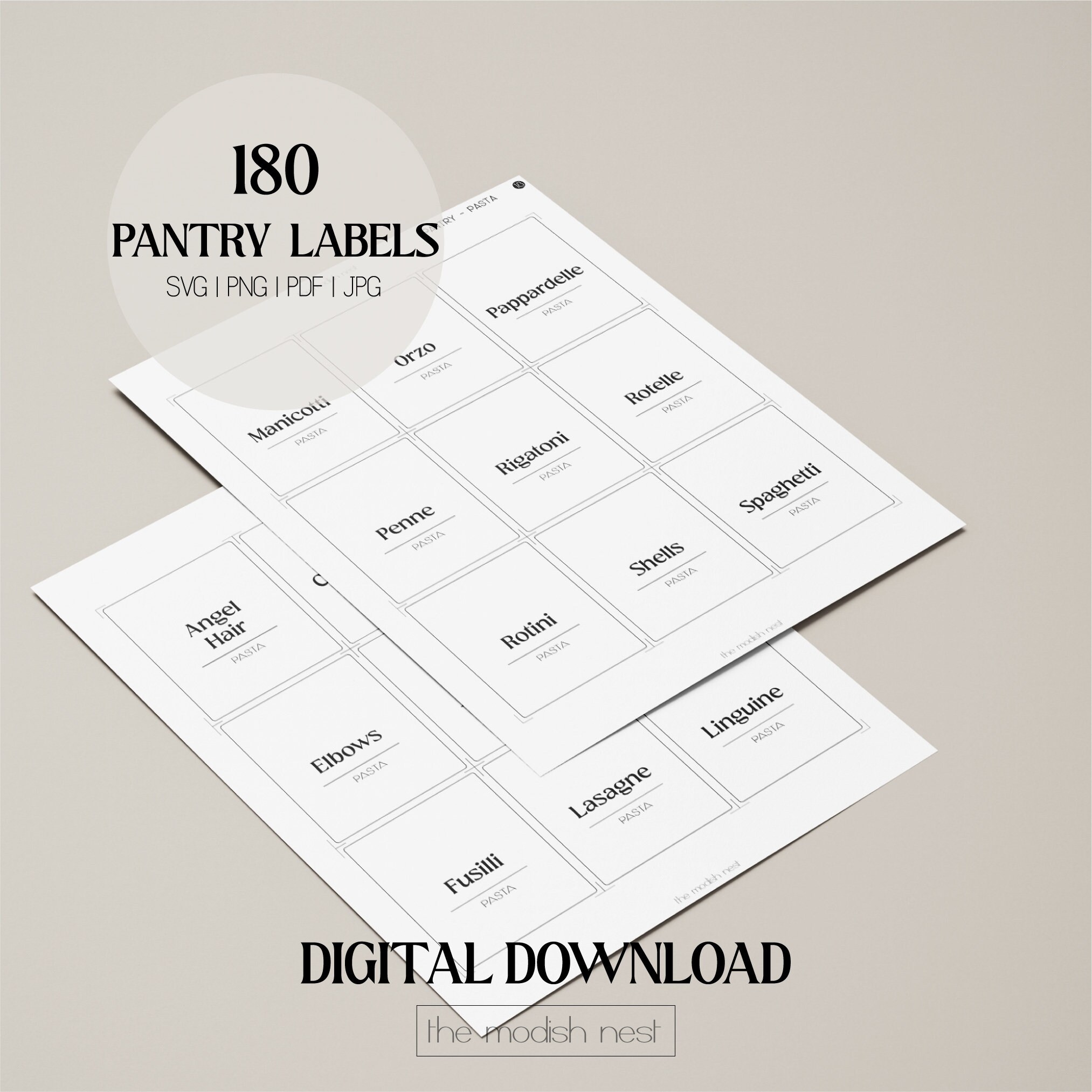Printable Pantry Label Set of 180 | Organization Labels for Pantry ...