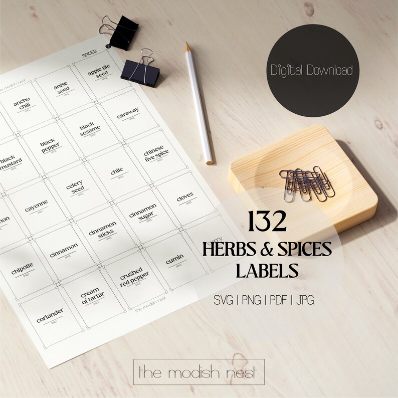 Spice Jar Label Set | Pantry Label Printable for Spices, Herbs and ...