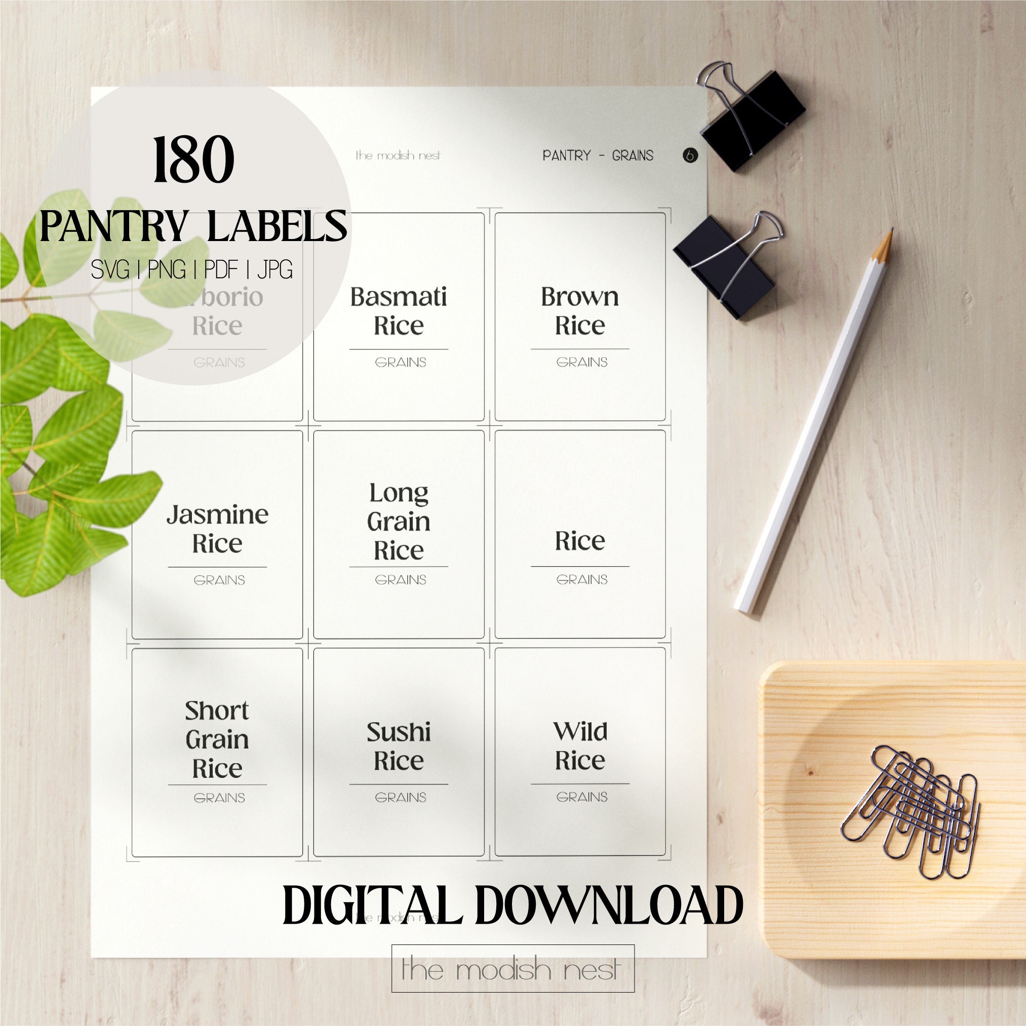 Printable Pantry Label Set of 180 | Organization Labels for Pantry ...