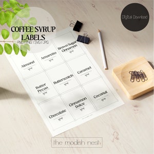 Printable Coffee Syrup Label Set of 45 | Coffee Bar Labels Download ...