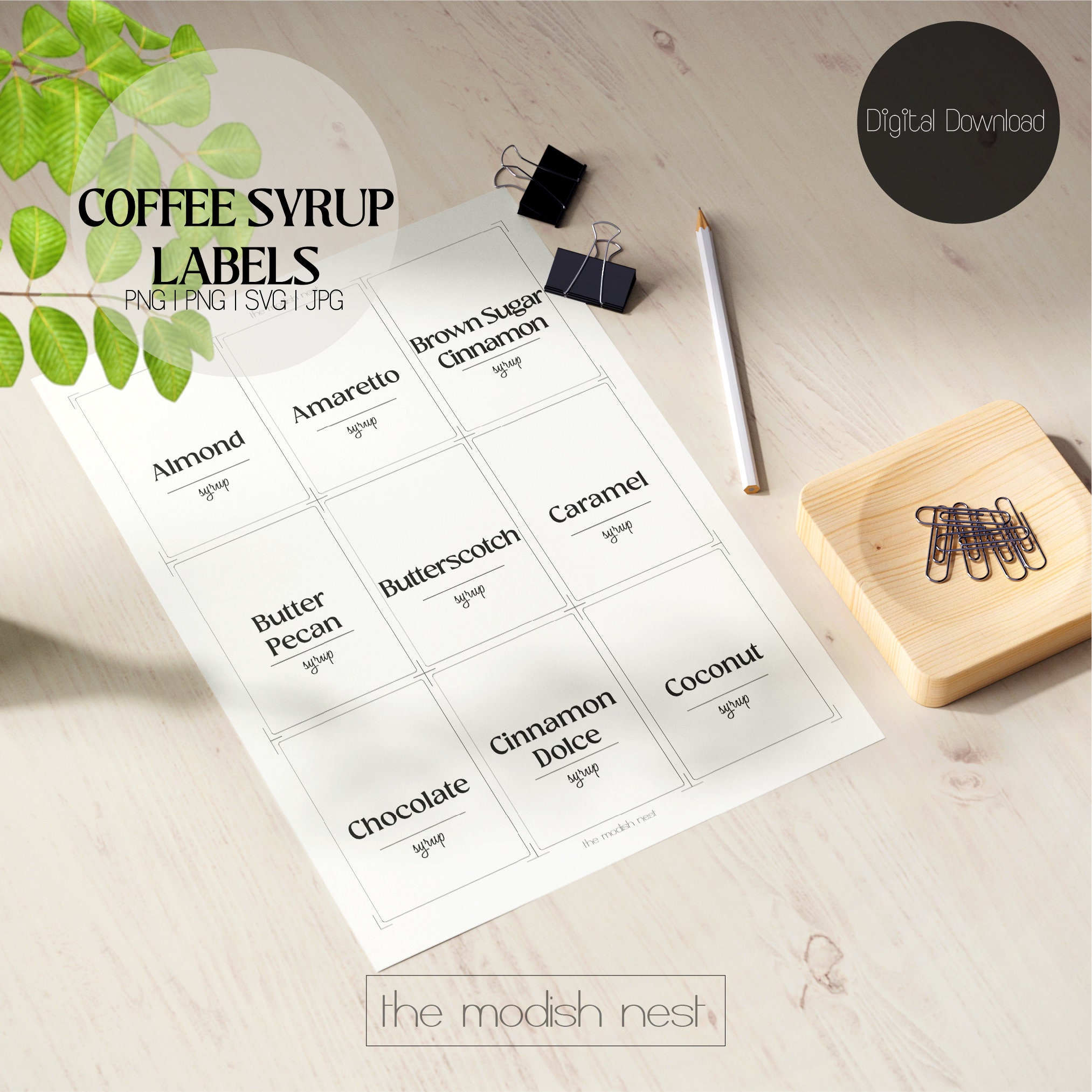 Printable Coffee Syrup Label Set of 45 | Coffee Bar Labels Download ...