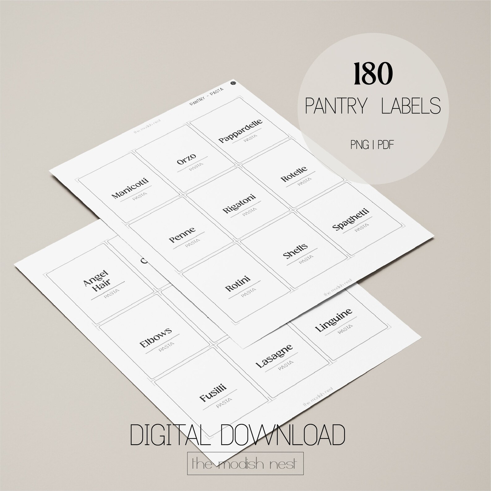 Printable Pantry Label Set of 180 Organization Labels for - Etsy