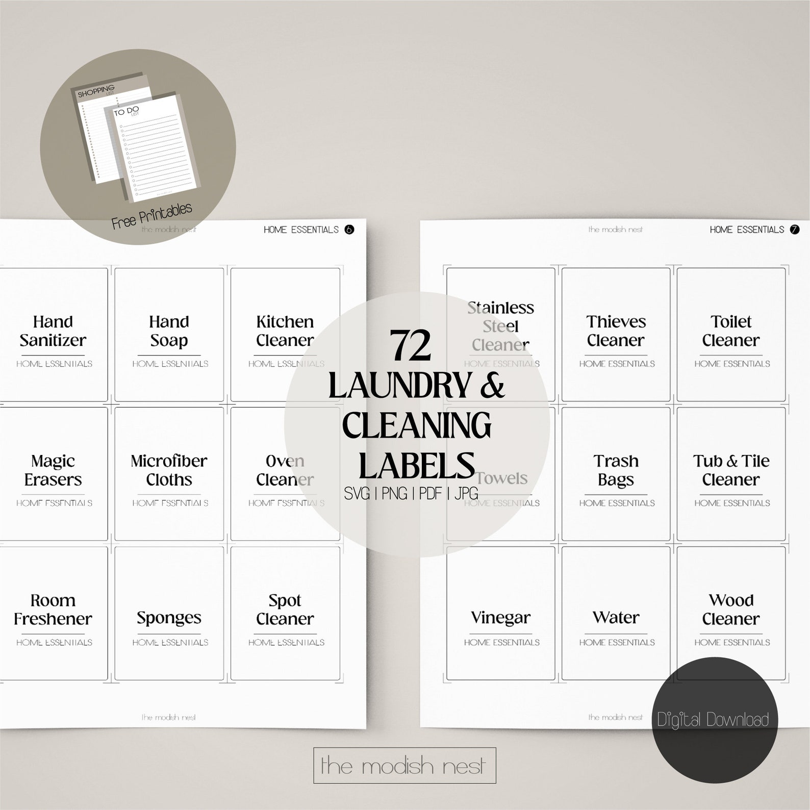 Printable Laundry Labels | Set of 72 Modern Laundry Labels | Laundry ...