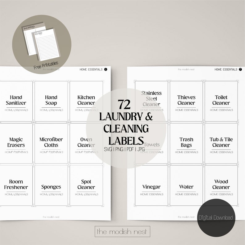 Printable Laundry Labels | Set of 72 Modern Laundry Labels | Laundry ...