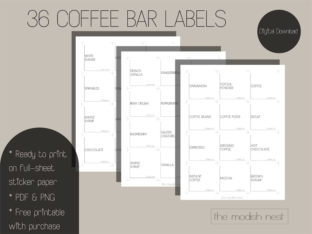 Coffee Printable Labels | Kitchen Organization With Modern Kitchen ...