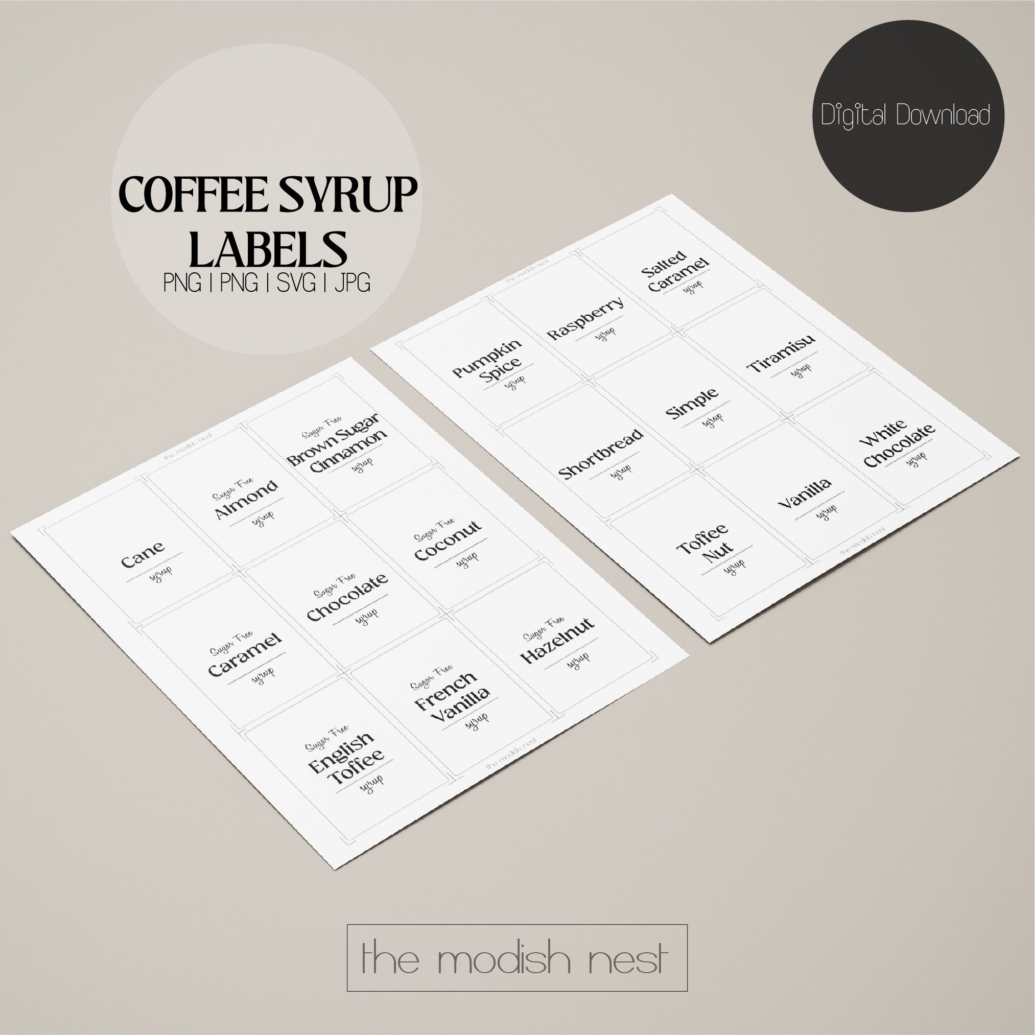 Printable Coffee Syrup Label Set of 45 | Coffee Bar Labels Download ...