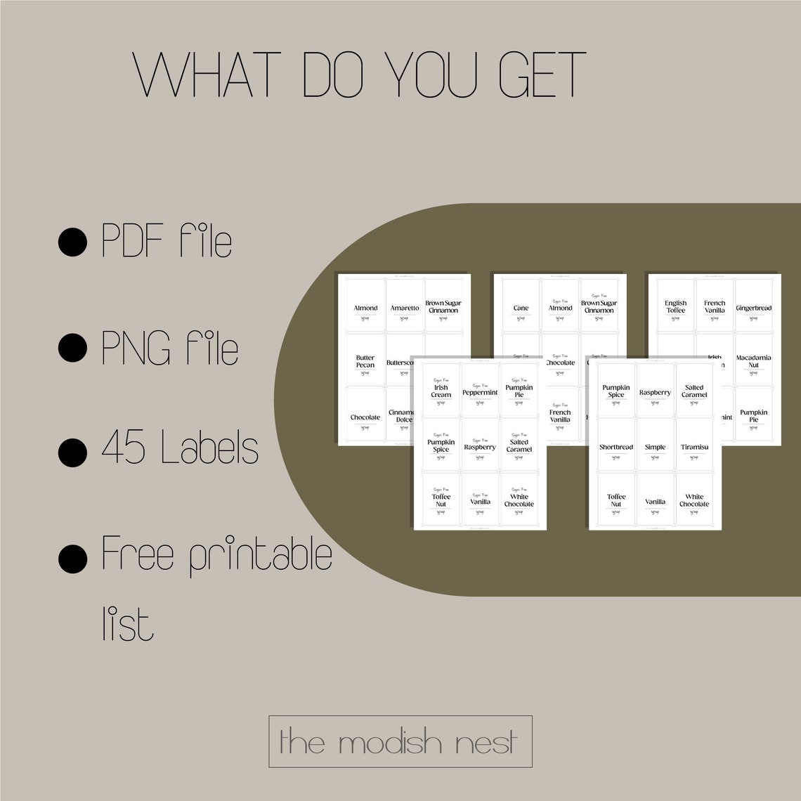 Printable Coffee Syrup Label Set of 45 Coffee Bar Labels - Etsy