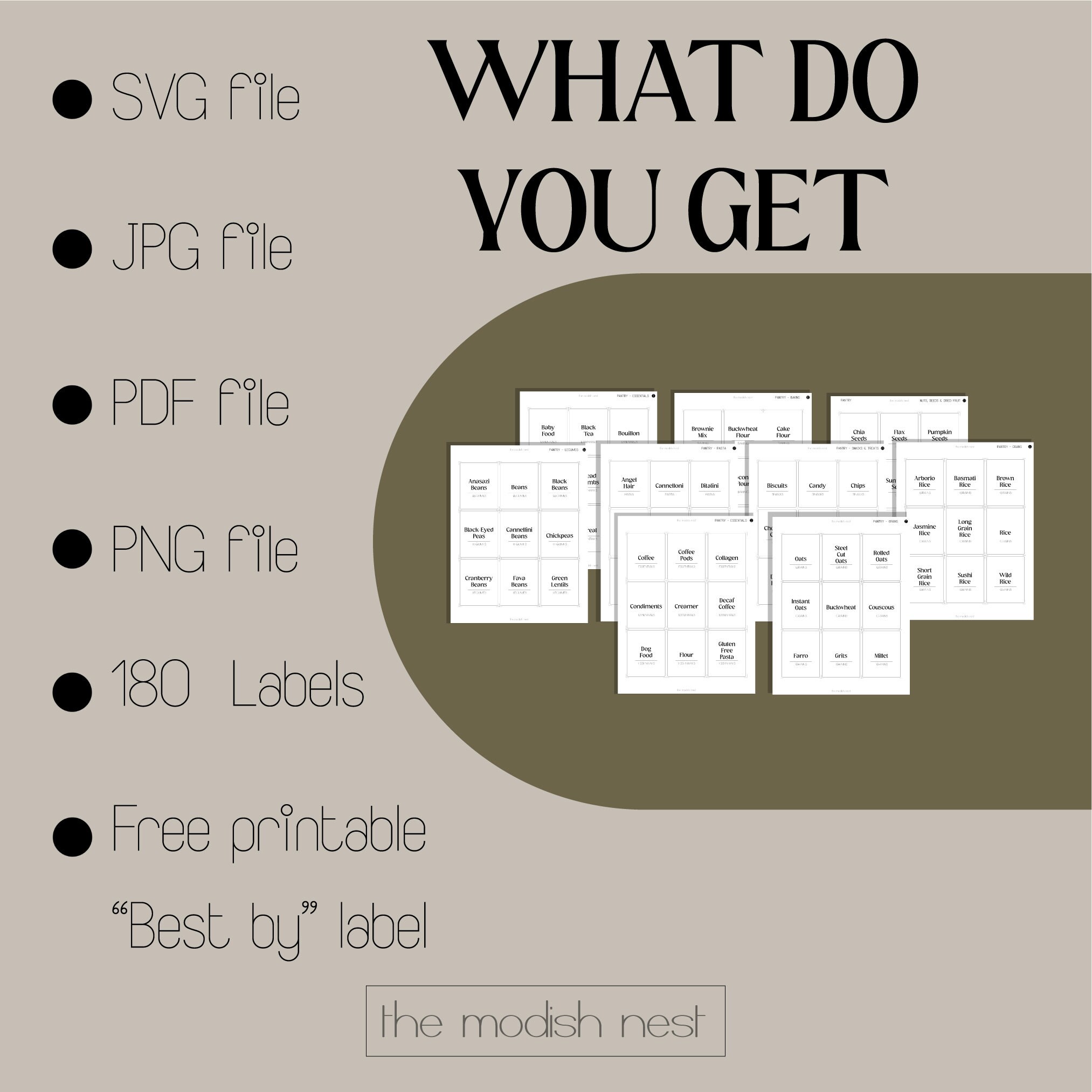 Printable Pantry Label Set of 180 | Organization Labels for Pantry ...