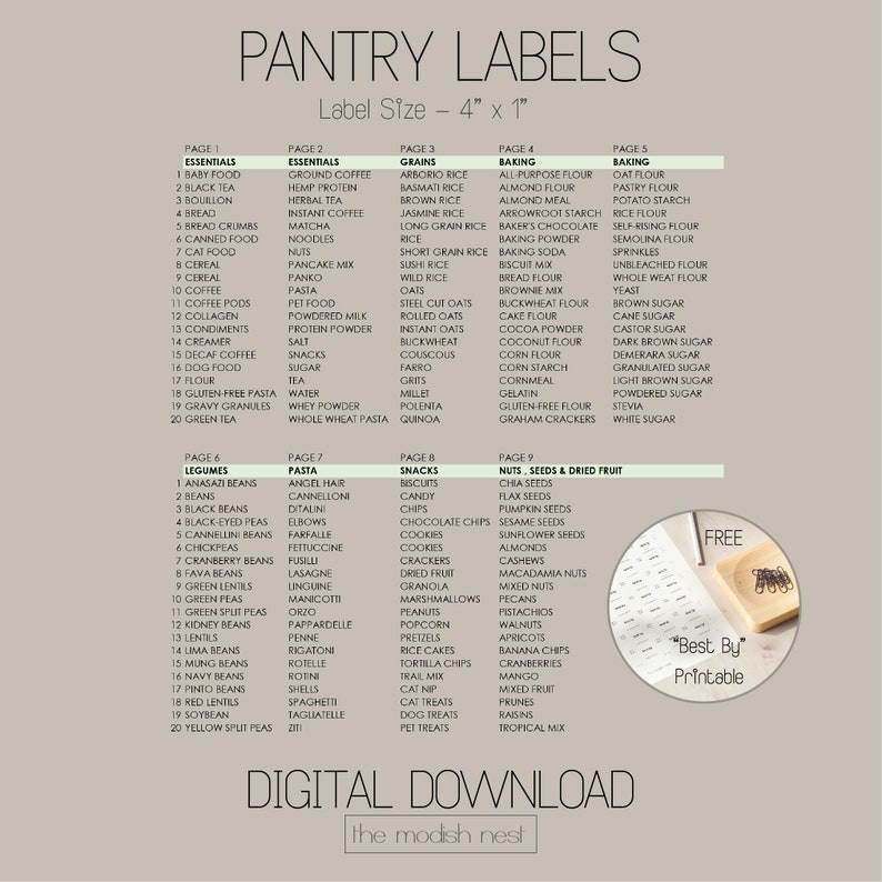 Complete Pantry Kitchen Labels Set of 180 Labels | Organizing Labels ...