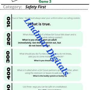 Girl Scout Jeopardy- 3 Games of Questions and Answers With Scoring ...