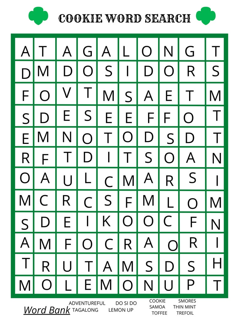 Girl Scout Cookie Fun Worksheets - Etsy