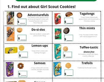 Girl Scout Cookie Fun. Worksheet Coloring Matching Word | Etsy