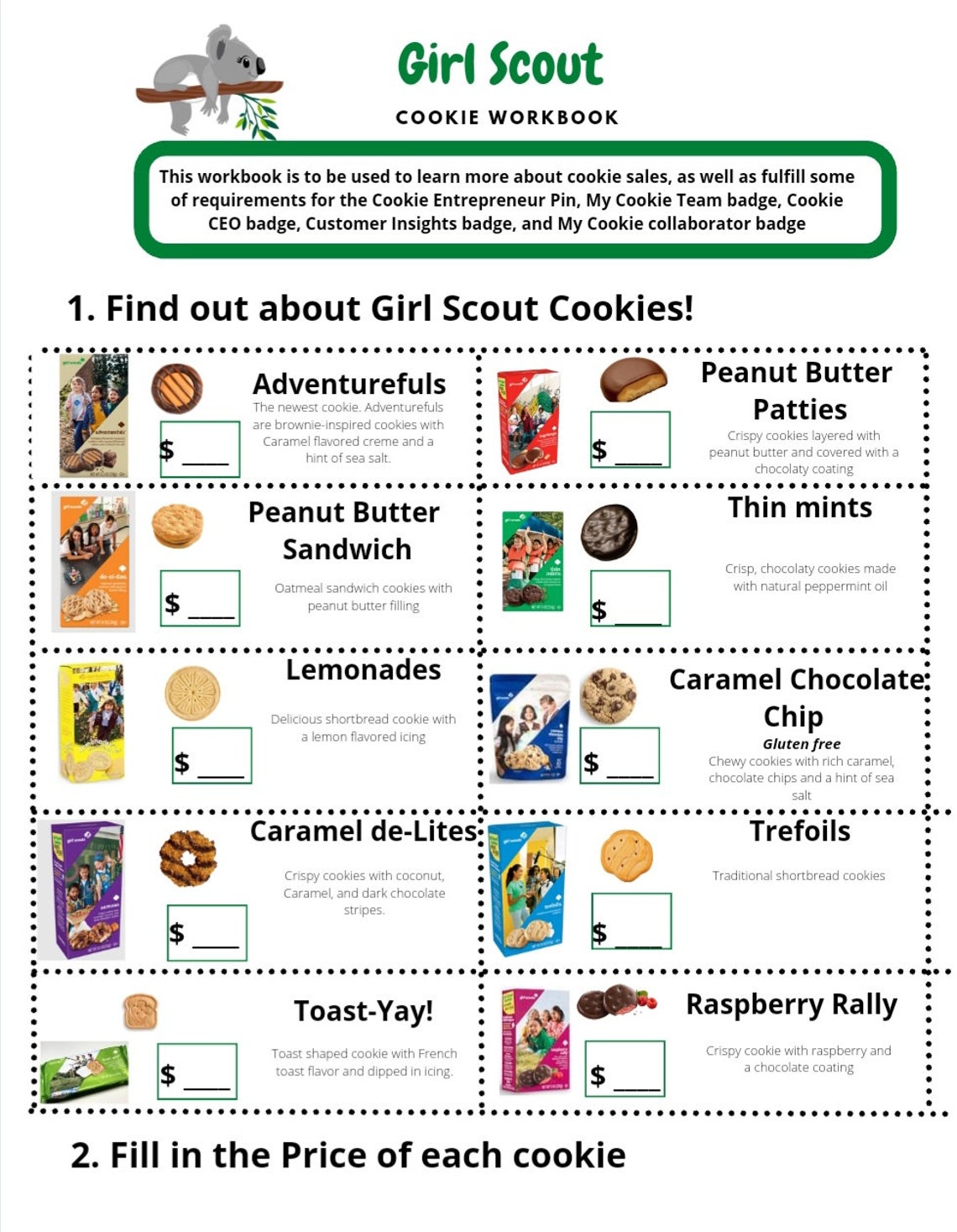 2023 Girl Scout Cookie Meeting/ Badge Requirements and Includes 3 Games ...