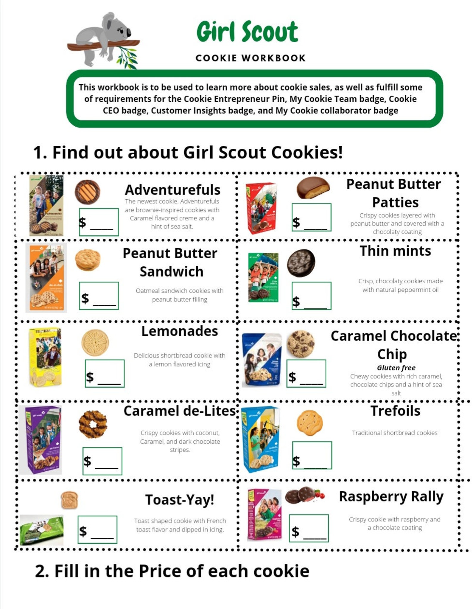 2023 Girl Scout Cookie Meeting/ Badge Requirements and Includes 3 Games ...