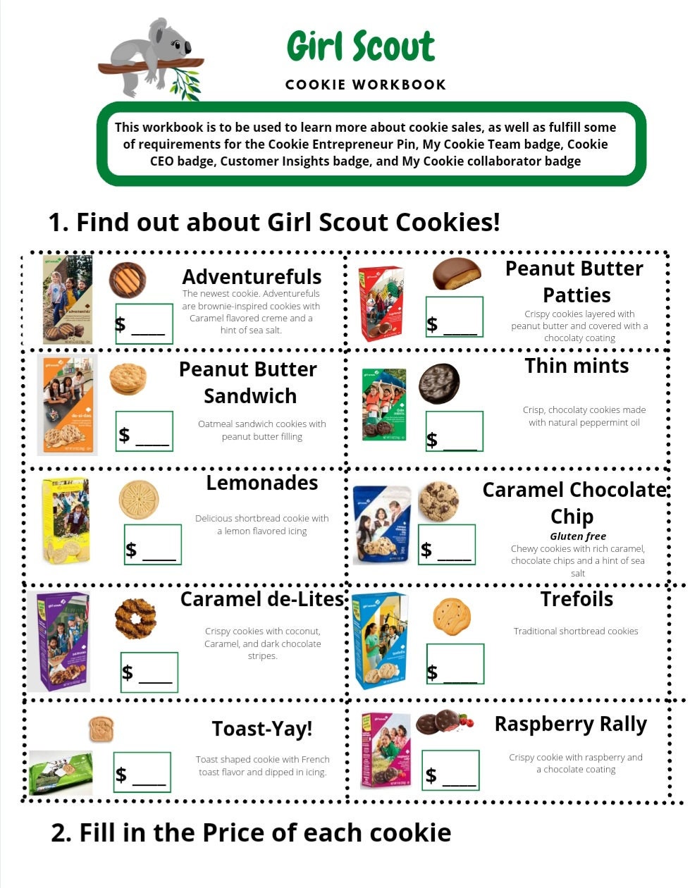 2023 Girl Scout Cookie Meeting/ Badge Requirements and Includes 3 Games ...
