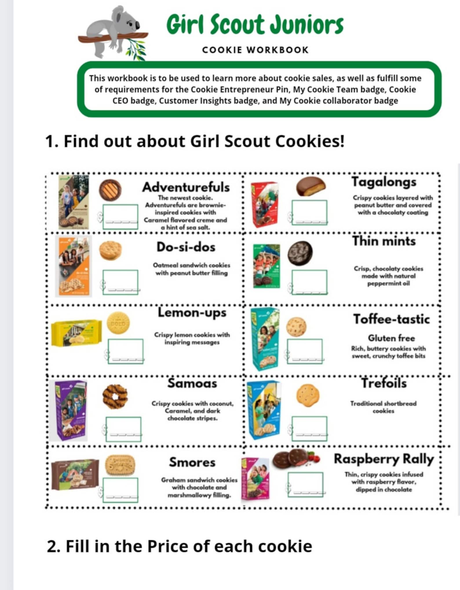 2023 Girl Scout Juniors Cookie Meeting/ Badge Requirements and Includes ...