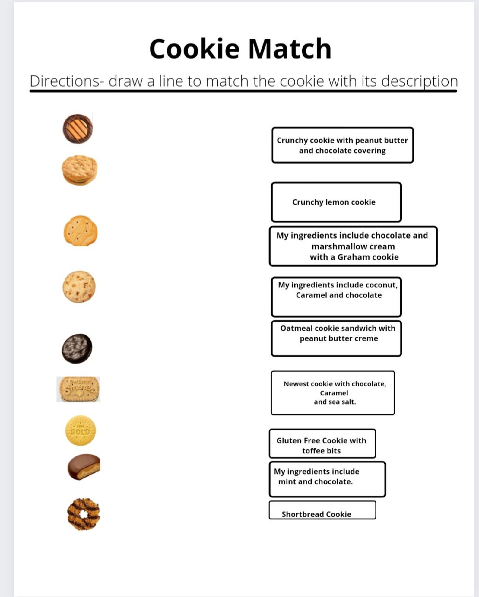 Girl Scout Cookie Fun. Worksheet, Coloring, Matching, Word Search and ...