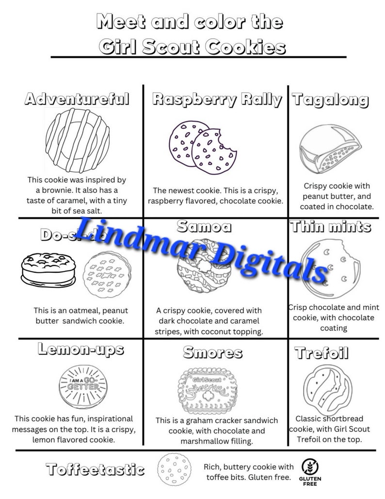 Girl Scout Cookie Fun Worksheets. 2023 With Raspberry Rally. Little ...